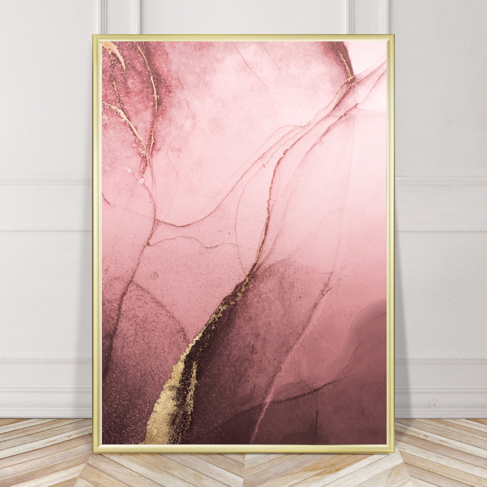 Pink & Gold Watercolour Wall Art Fine Art Print Painting | Etsy