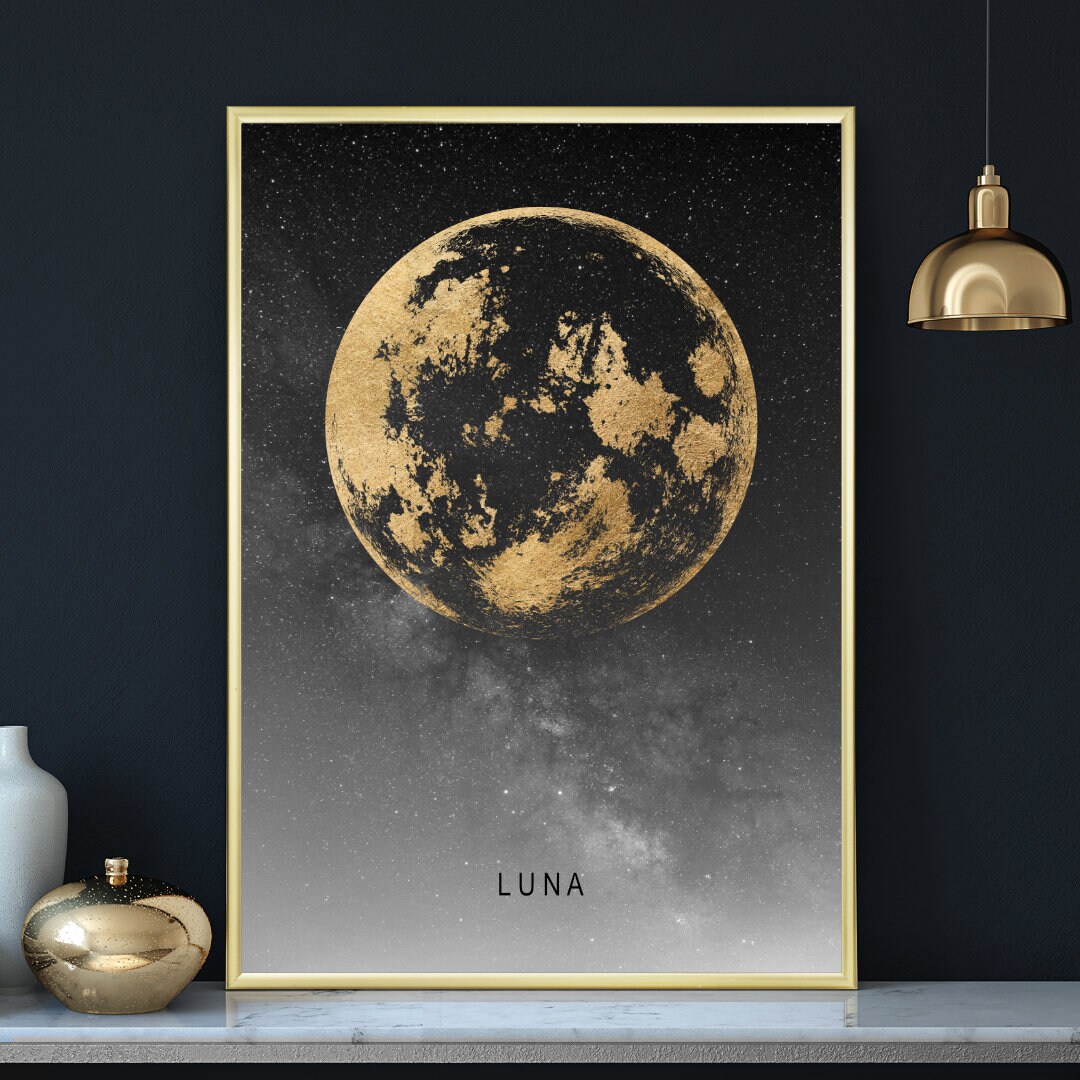 Moon Poster Moon Print Full Moon Moon Phase Art Luna | Etsy UK