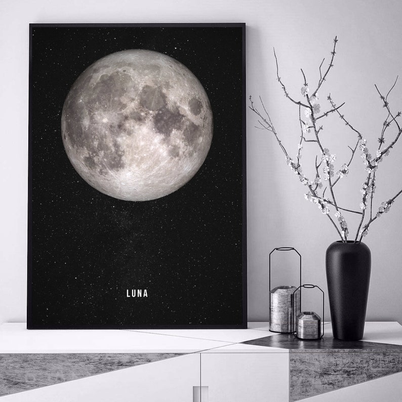 Moon Poster Moon Print Moon Decor Full Moon Moon Phase | Etsy