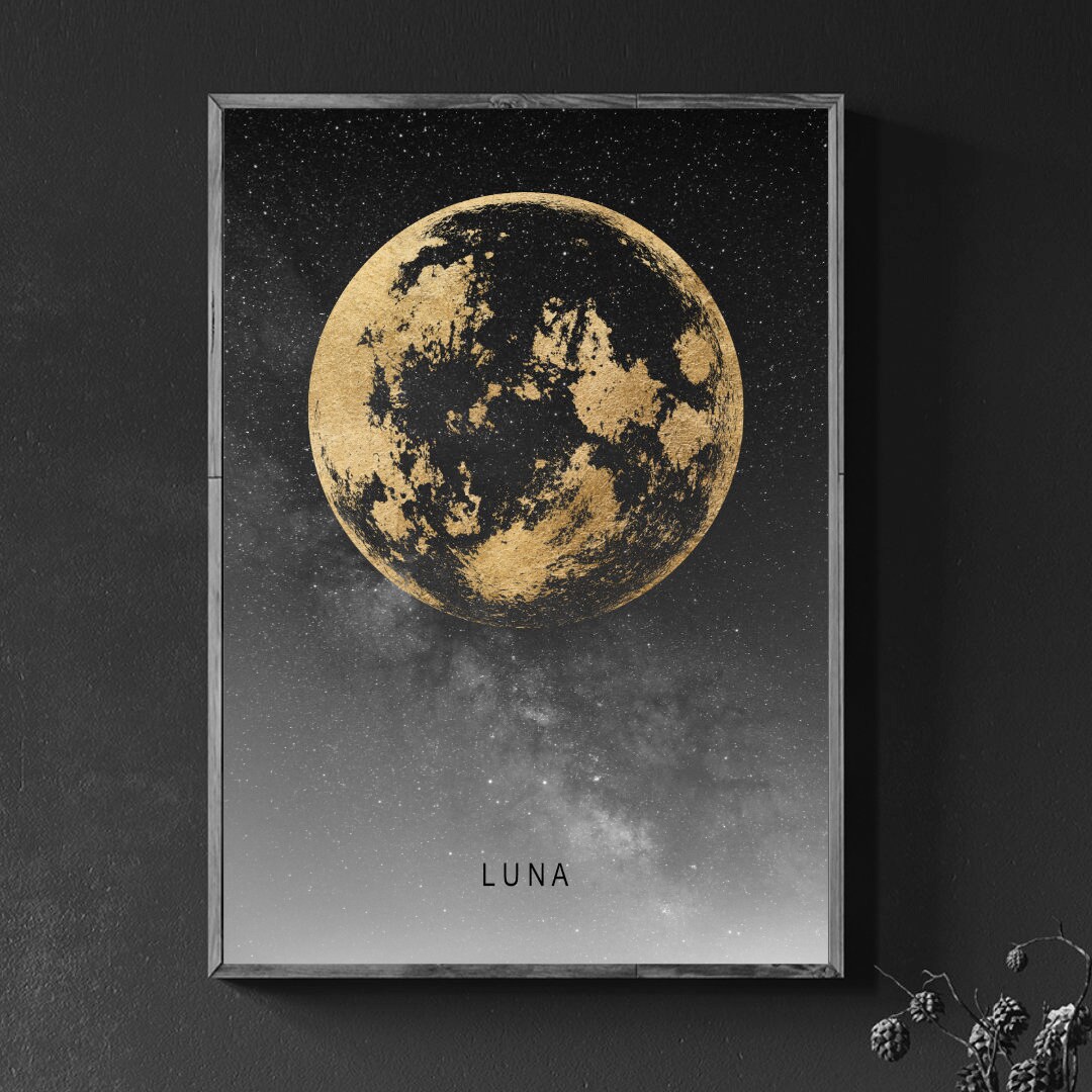 Moon Poster Moon Print Full Moon Moon Phase Art Luna | Etsy UK