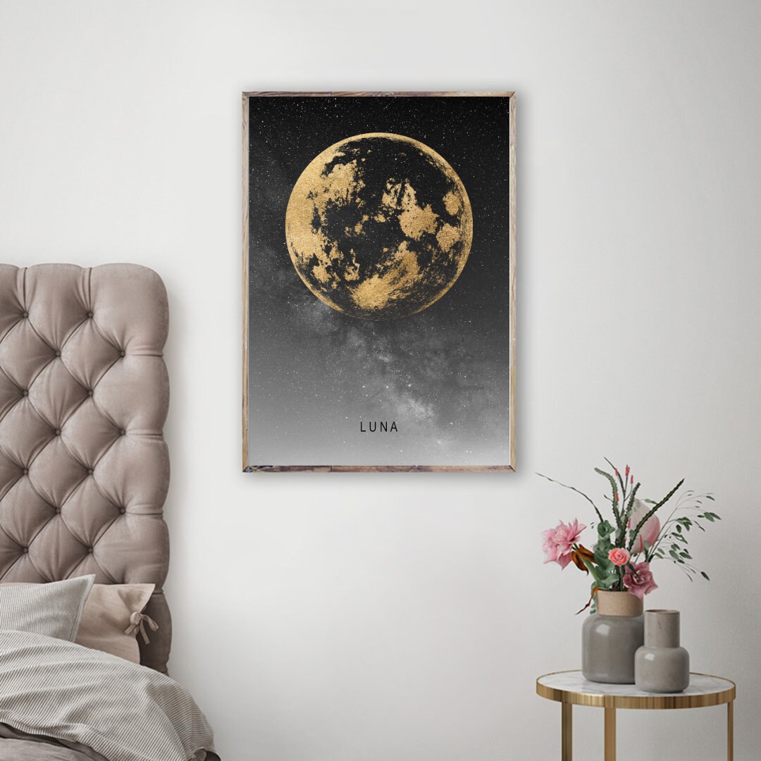 Moon Poster Moon Print Full Moon Moon Phase Art Luna | Etsy UK