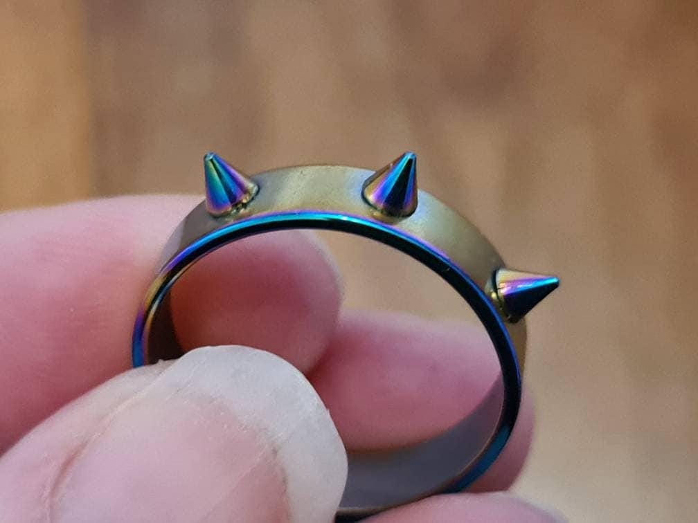 Spiky gothic rings, available in gold, silver, black & rainbow, sensation play, mature bdsm ...