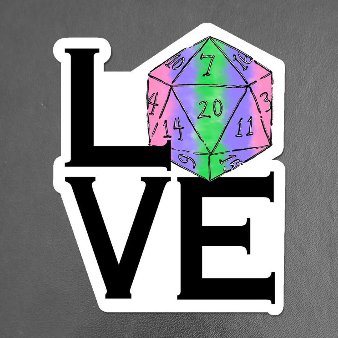 Trigender LGBTQ+ D20 Love Dice Sticker - Fun Nerdy Pride RPG Dnd D&D 2 ...
