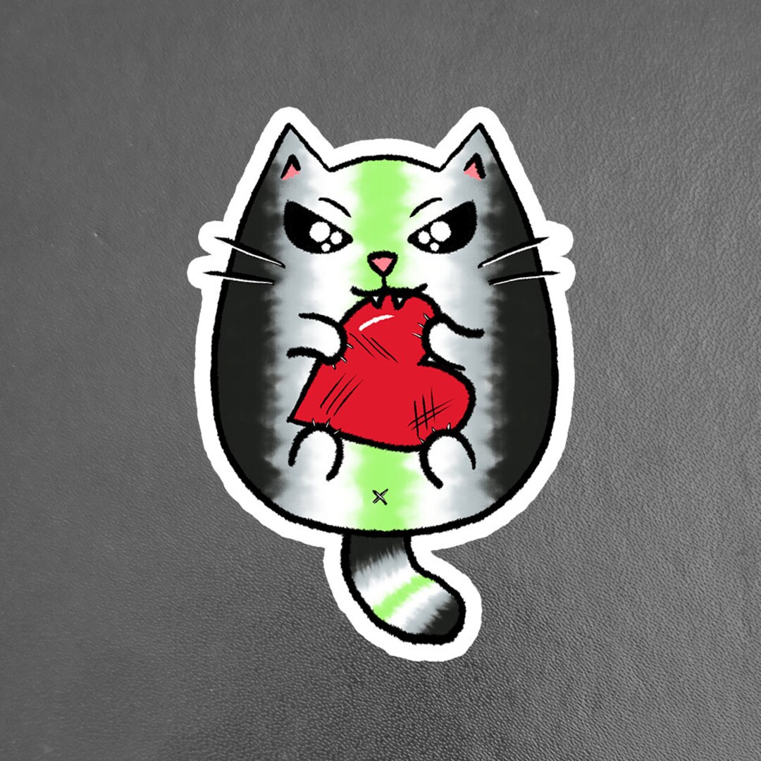 Agender LGBTQ+ Angry Cat Sticker - Etsy