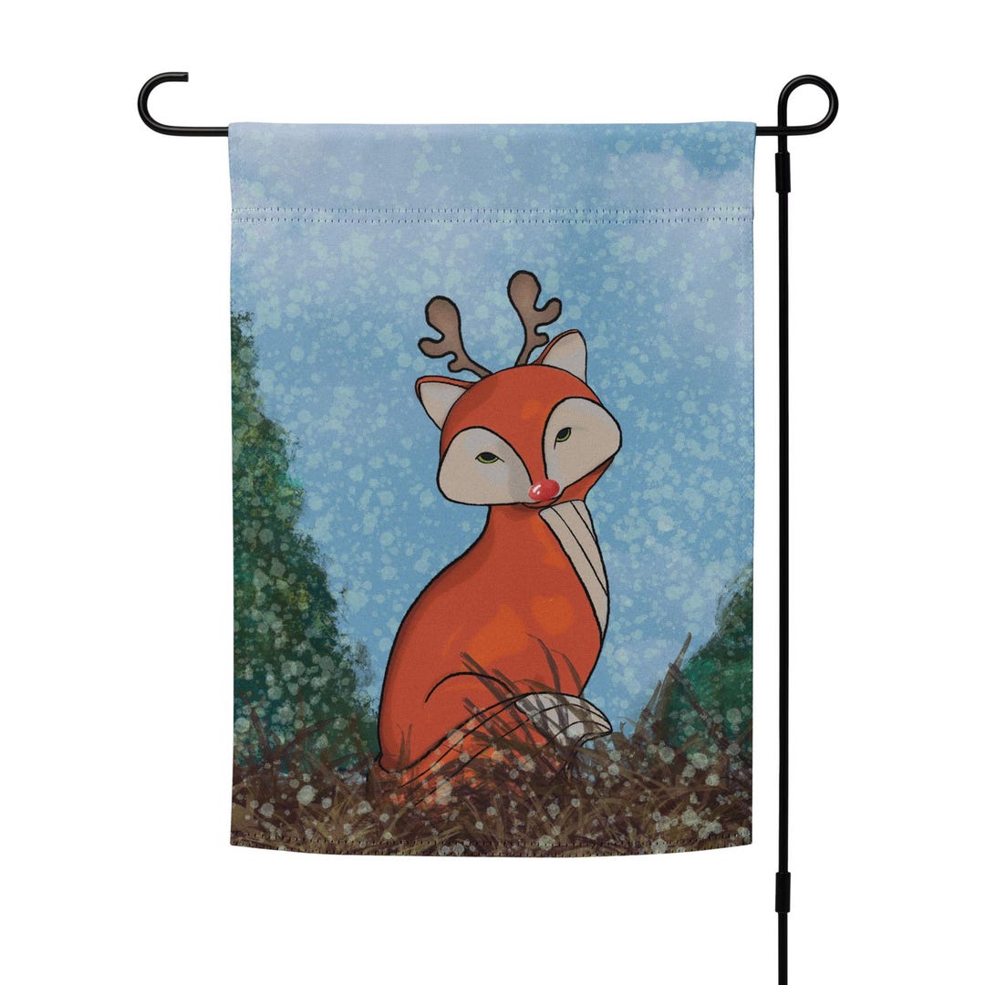 Rudolph the Red Nosed Fox Reindeer Fox Garden Flag - Etsy