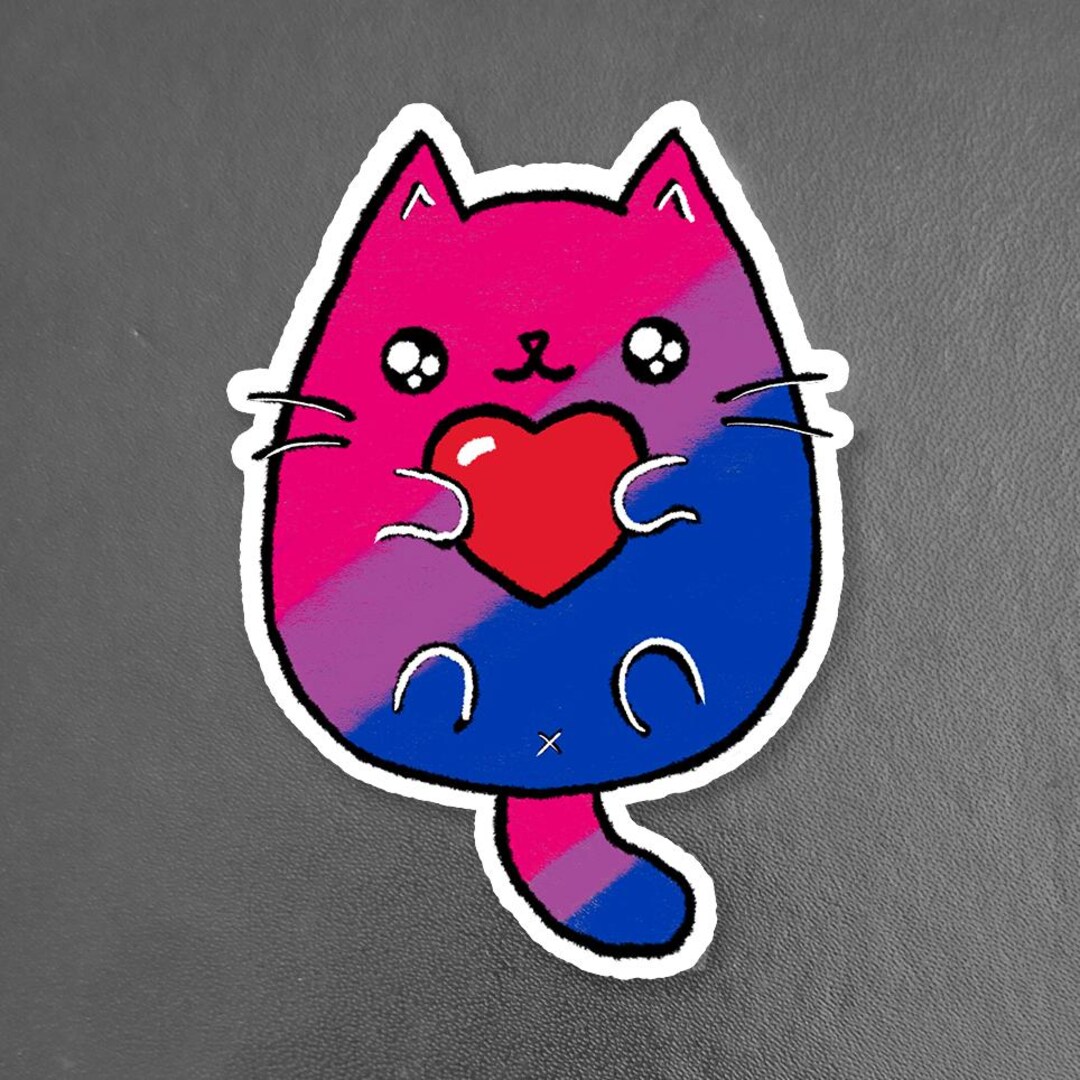 Bisexual LGBTQ+ Sweet Cat Sticker - Etsy
