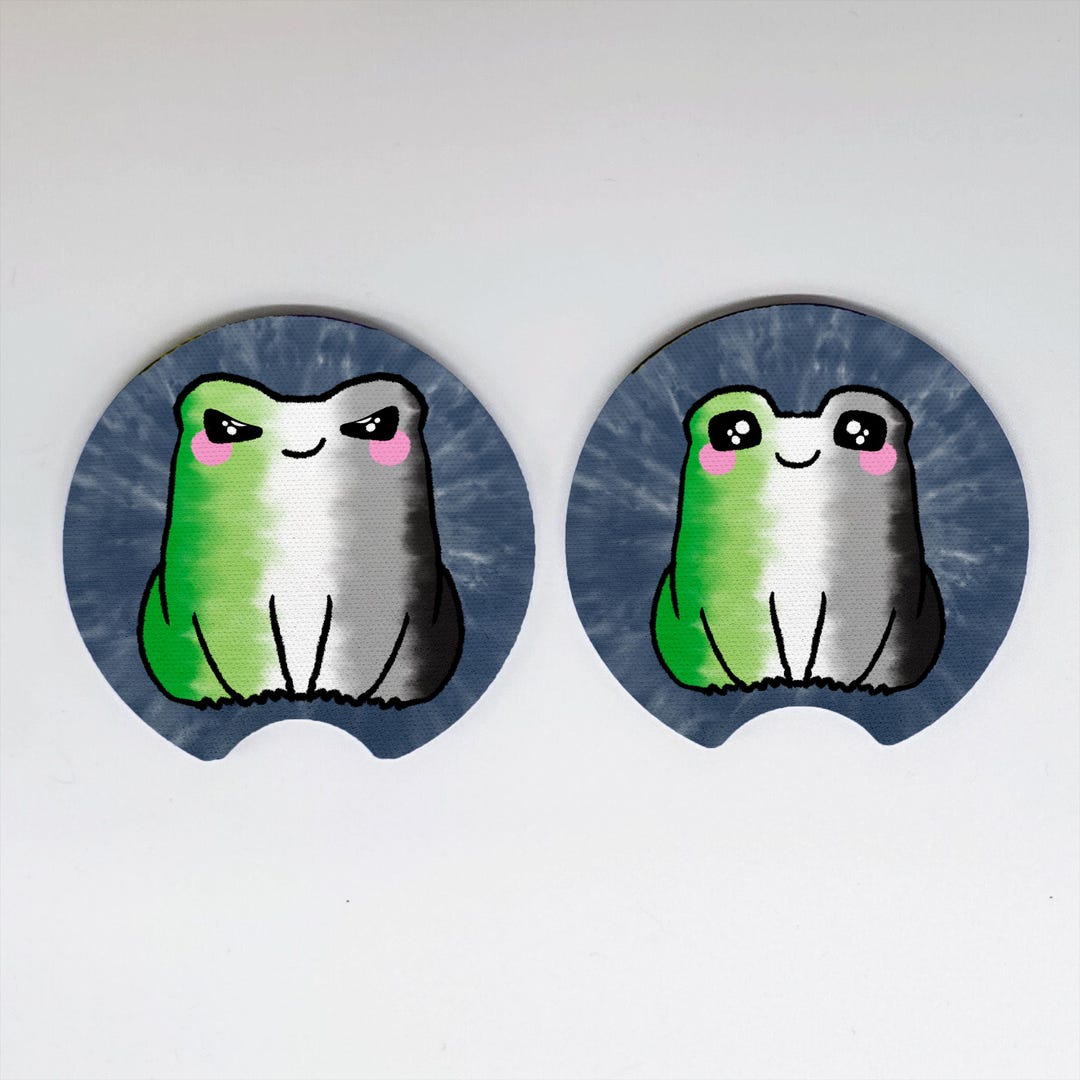 Aromantic LGBTQ+ Angry & Sweet Frog Neoprene Car Coaster Set - Etsy