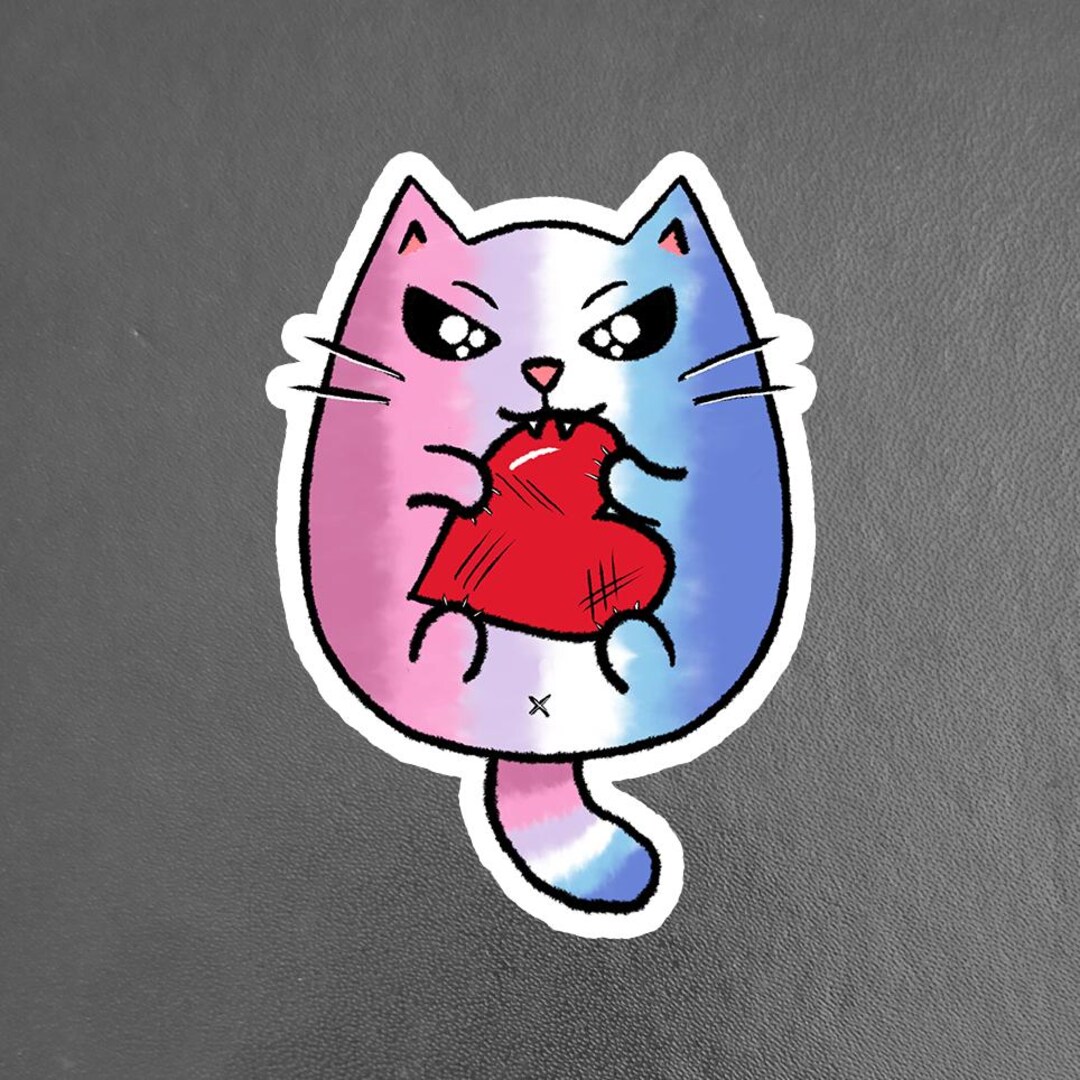 Bigender LGBTQ+ Angry Cat Sticker - Etsy