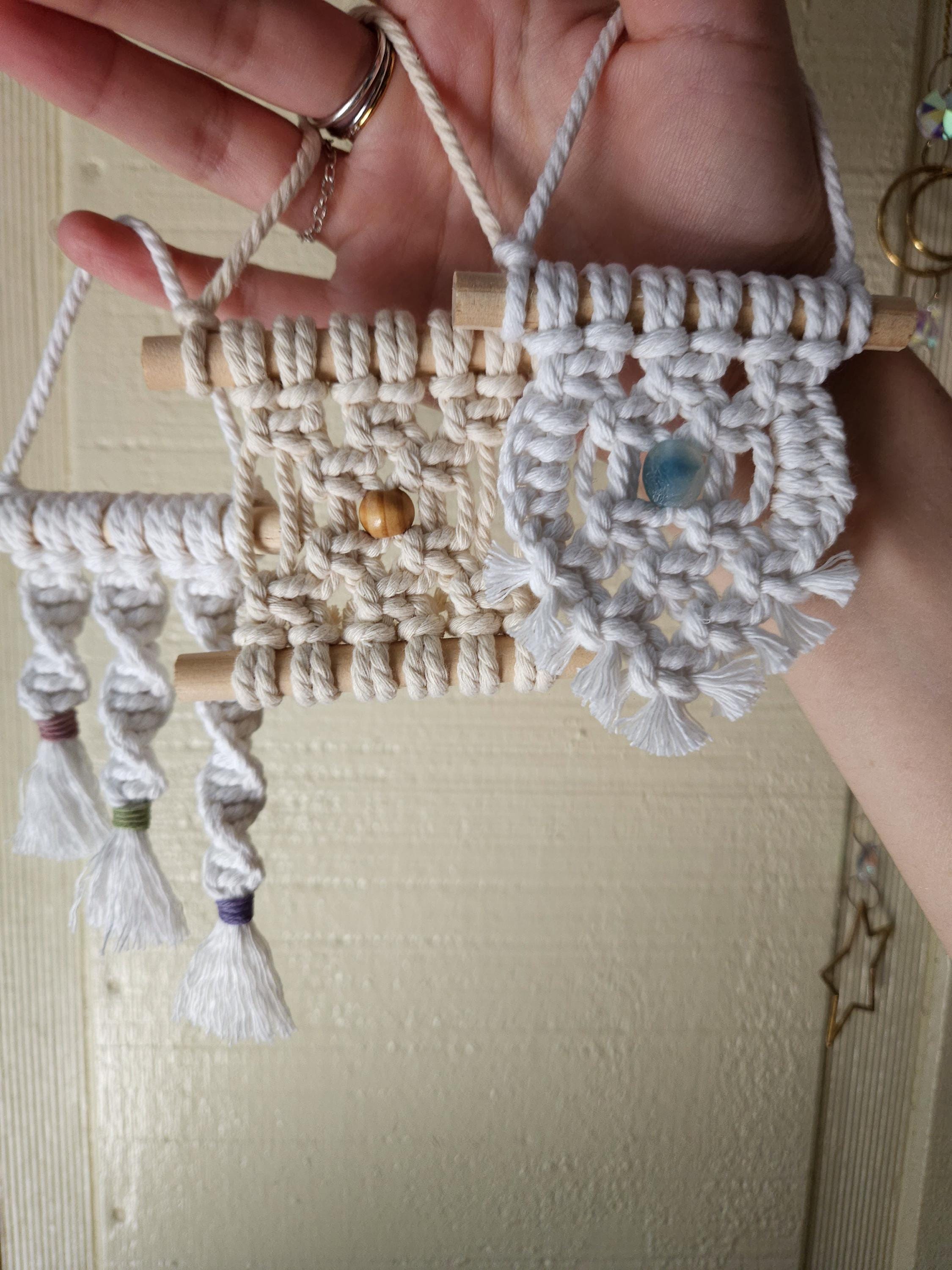 Mini Macramé Wall Hanger | Wooden Bead - Etsy