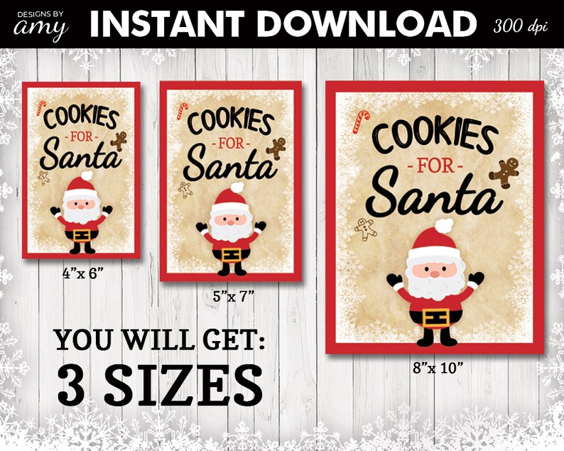 PRINTABLE Cookies for Santa Photo Sign in an 8x10 • 5x7 • 4x6 for the ...