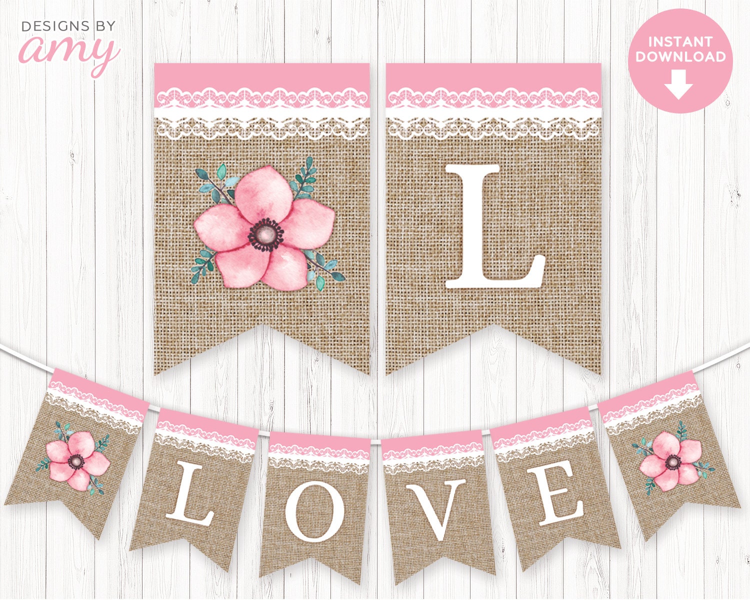 Printable Love Banner for Valentine's Day or Engagement | Etsy