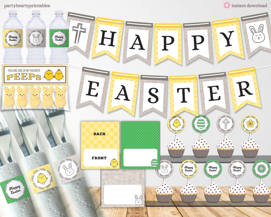 Printable Easter Party Decorations for Easter Day Dinner With Banner ...