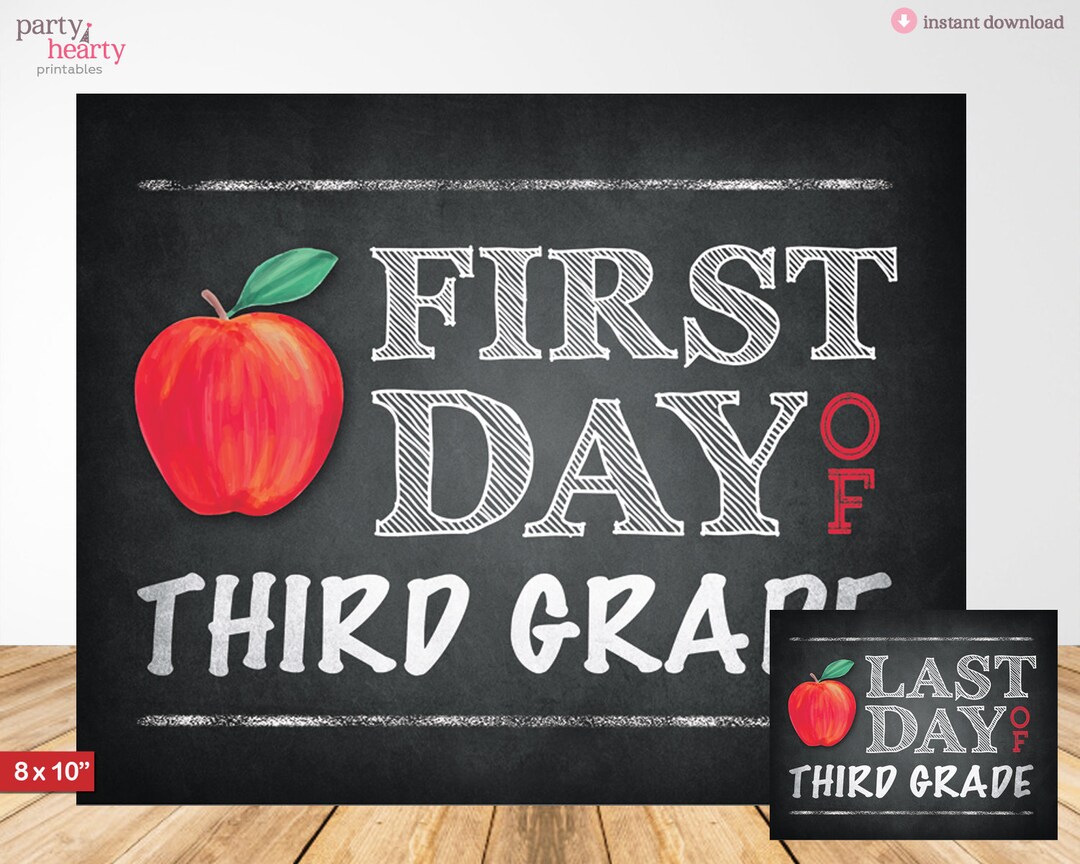 First Day of 3rd Grade Sign Printable 8x10 JPG Photo Prop, Last Day of ...