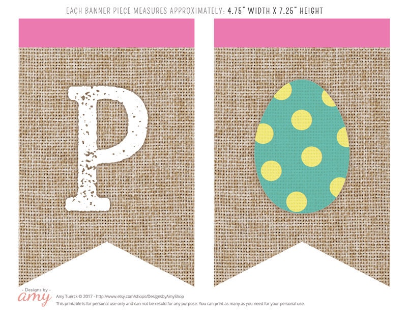 Happy Easter Printable Banner, Hoppy Easter, Easter Decoration, Easter ...