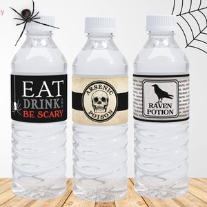 Printable Gothic Halloween Water Bottle Labels for Halloween Party ...