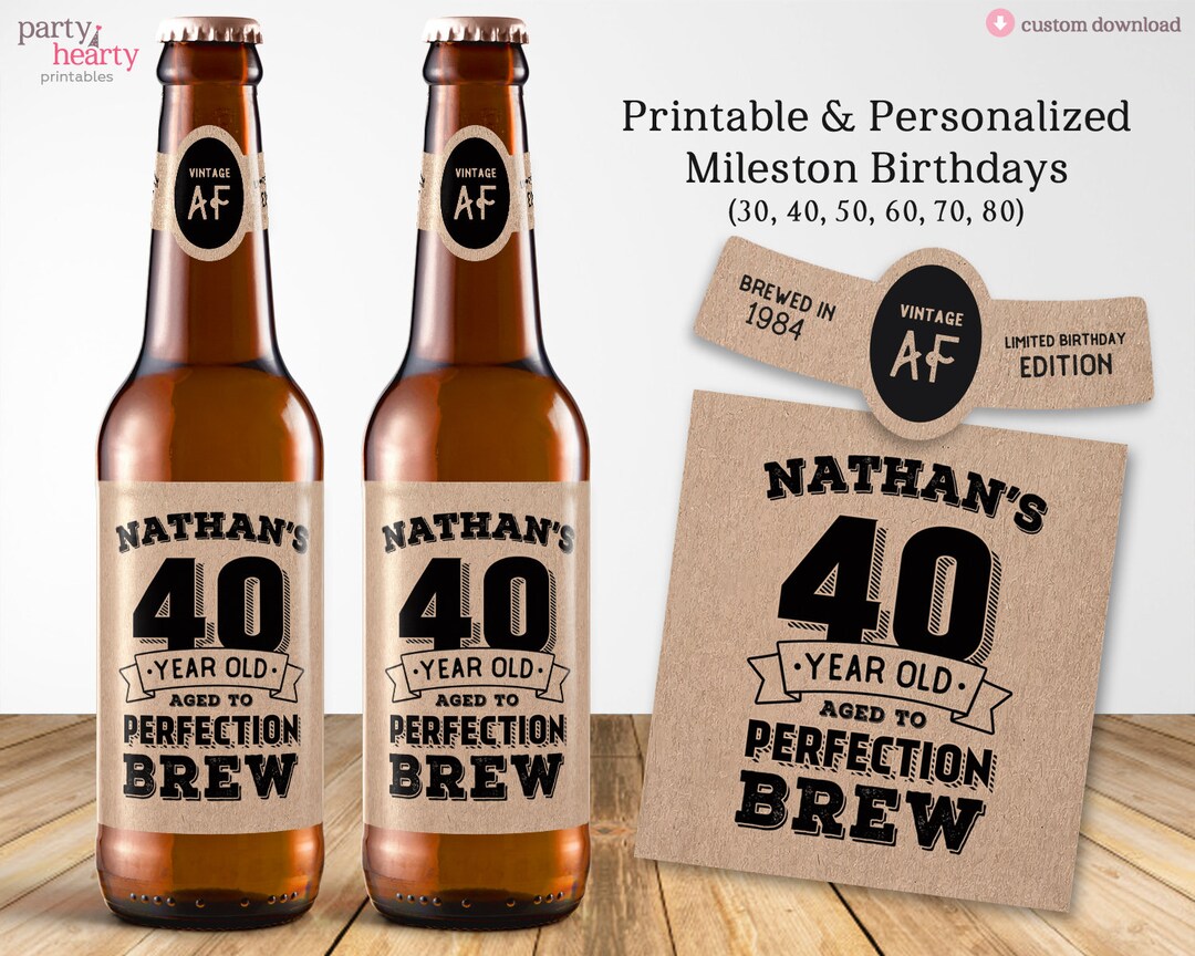 Personalized Printable Birthday Beer Labels With NAME in 30th, 40th ...