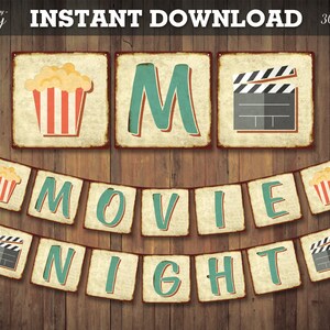 Movie Night Party, Movie Night Sign, Movie Birthday, Movie Night ...