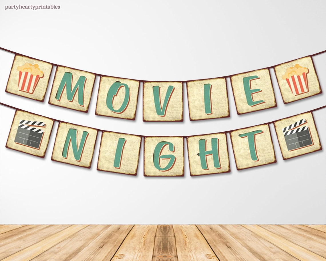 Movie Night Party Movie Night Sign Movie Birthday Movie | Etsy