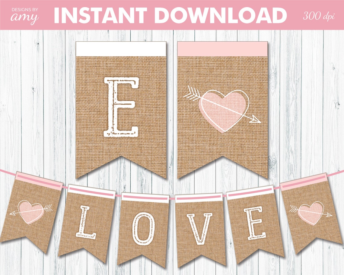 PRINTABLE Valentines Banner, Valentines Party, Valentines Decor ...