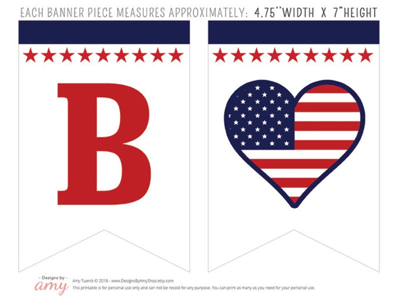 Printable 4th of July Liberty Banner With American Flag - Etsy