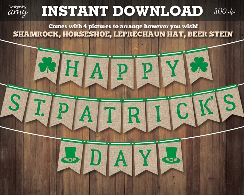 Happy St Patricks Day Banner St Pattys Day St Patricks Day | Etsy