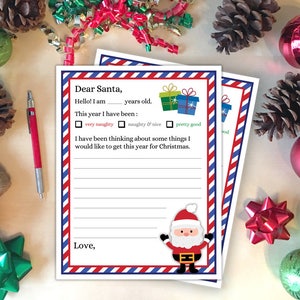 PRINTABLE Letter to Santa Claus Christmas Wish List, Dear Santa Letter ...