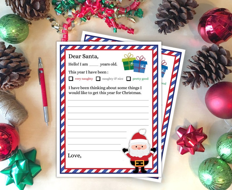 PRINTABLE Letter to Santa Claus Christmas Wish List Dear - Etsy