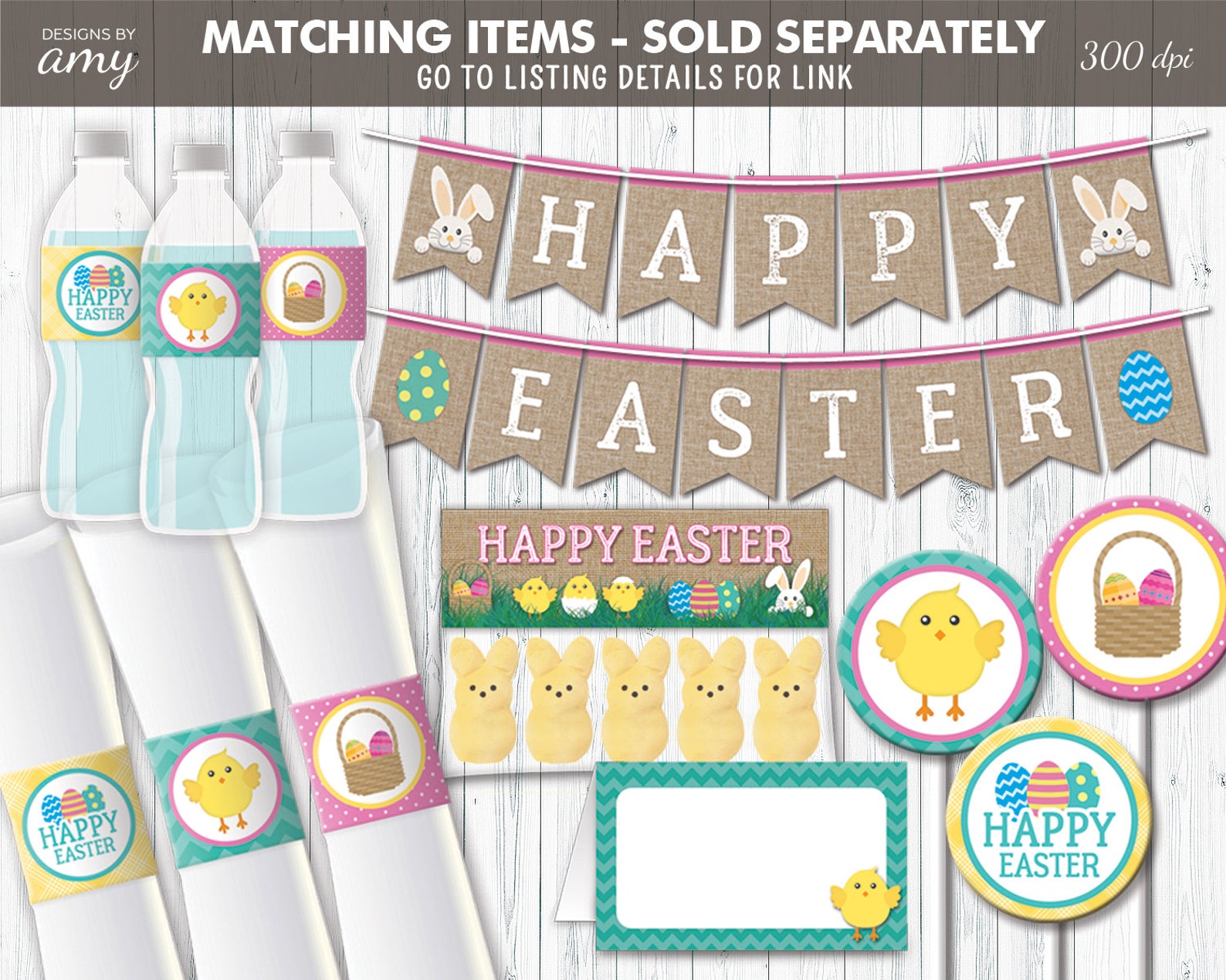 Happy Easter Printable Banner Hoppy Easter Easter | Etsy