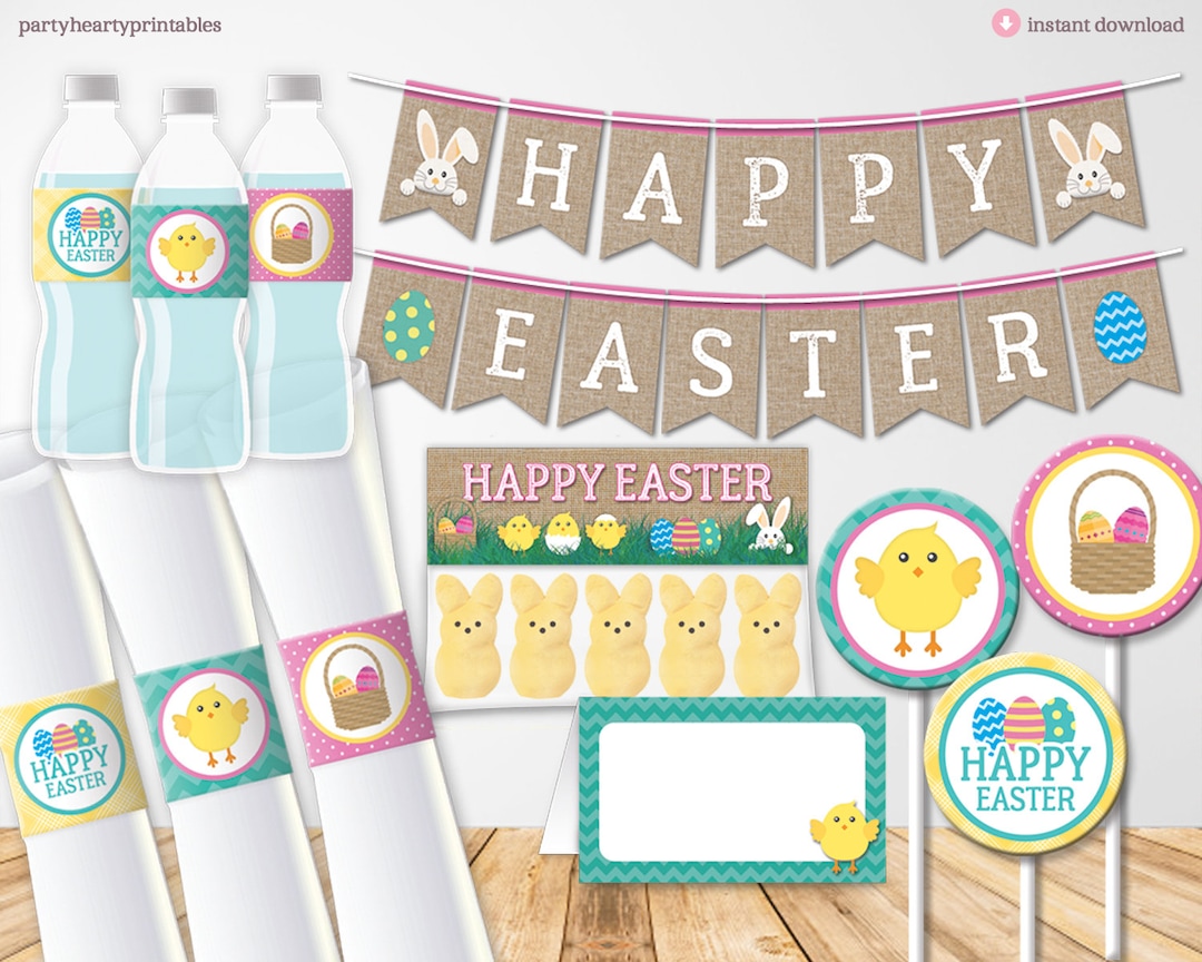 Printable Easter Party Decorations Kit Set for Easter Day Dinner ...