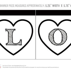 PRINTABLE Love Banner With Black Hearts & Black Letters, Valentines Day ...