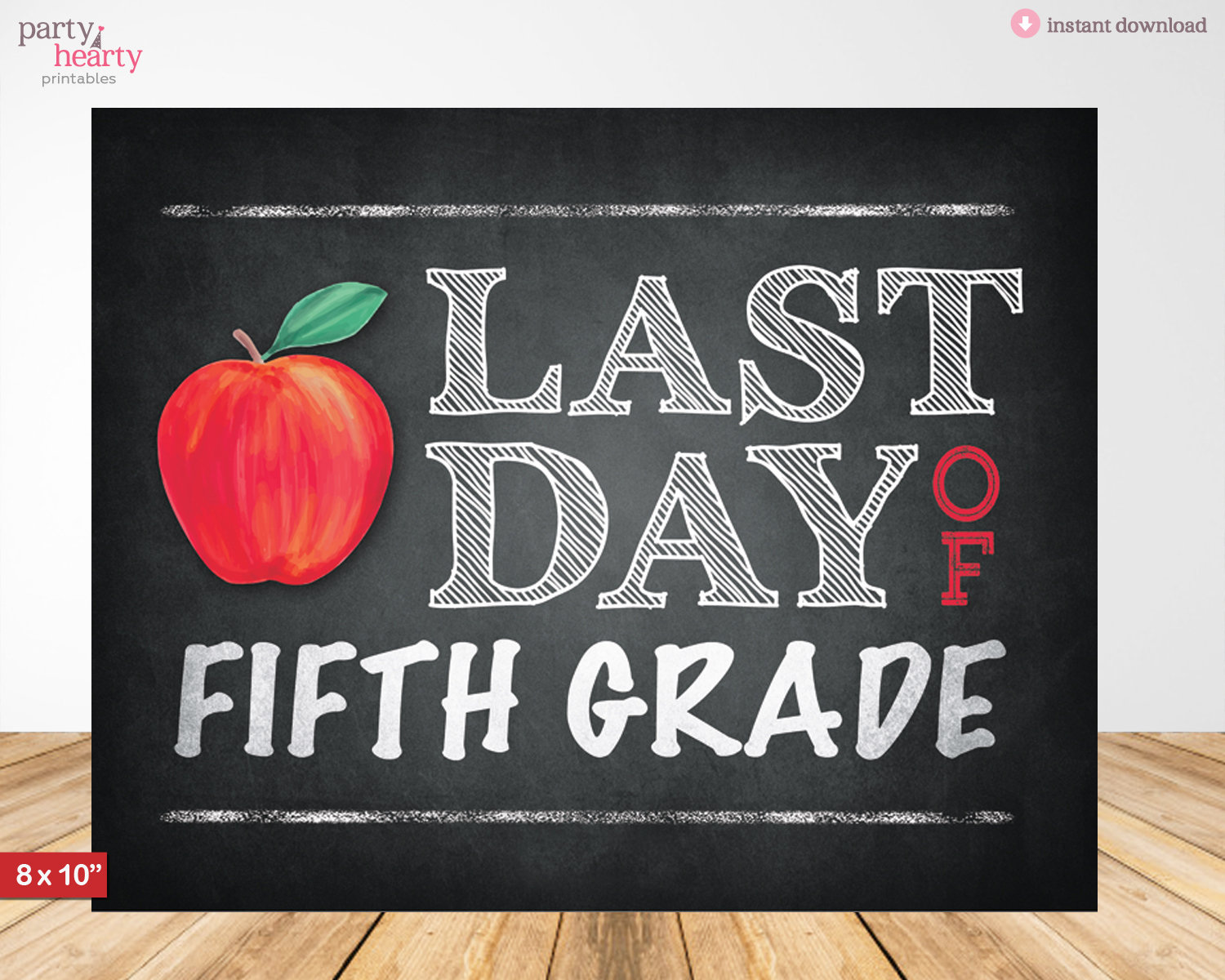 First Day of 5th Grade Sign Printable 8x10 JPG Photo Prop, Last Day of ...