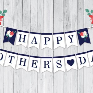 Printable Happy Mother's Day Banner, Digital Banner, Floral Banner ...