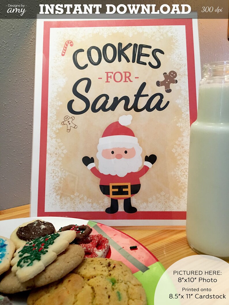 PRINTABLE Cookies for Santa Photo Sign in an 8x10 5x7 4x6 | Etsy