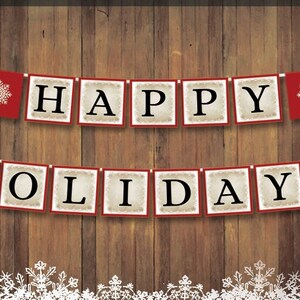 PRINTABLE Happy Holidays Banner, Office Holiday Party Decorations ...