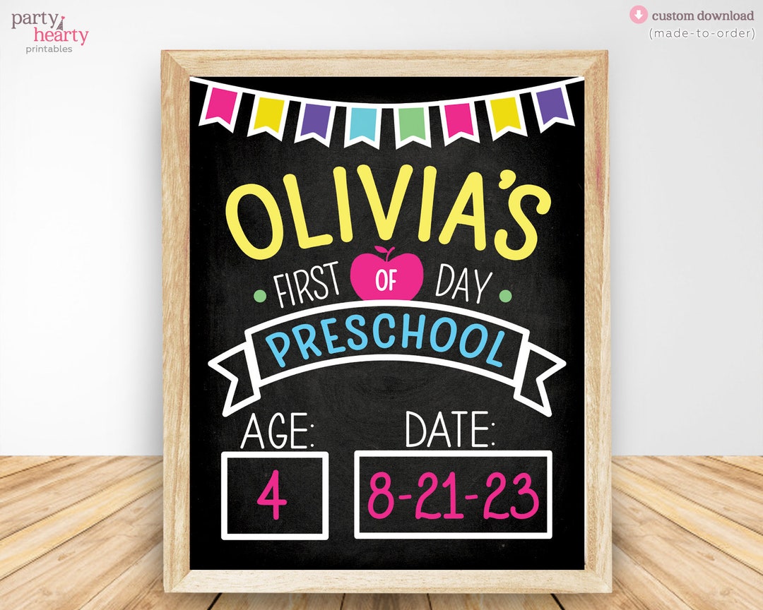 First Day of School Sign for Girl Printable Photo Prop, Personalized ...