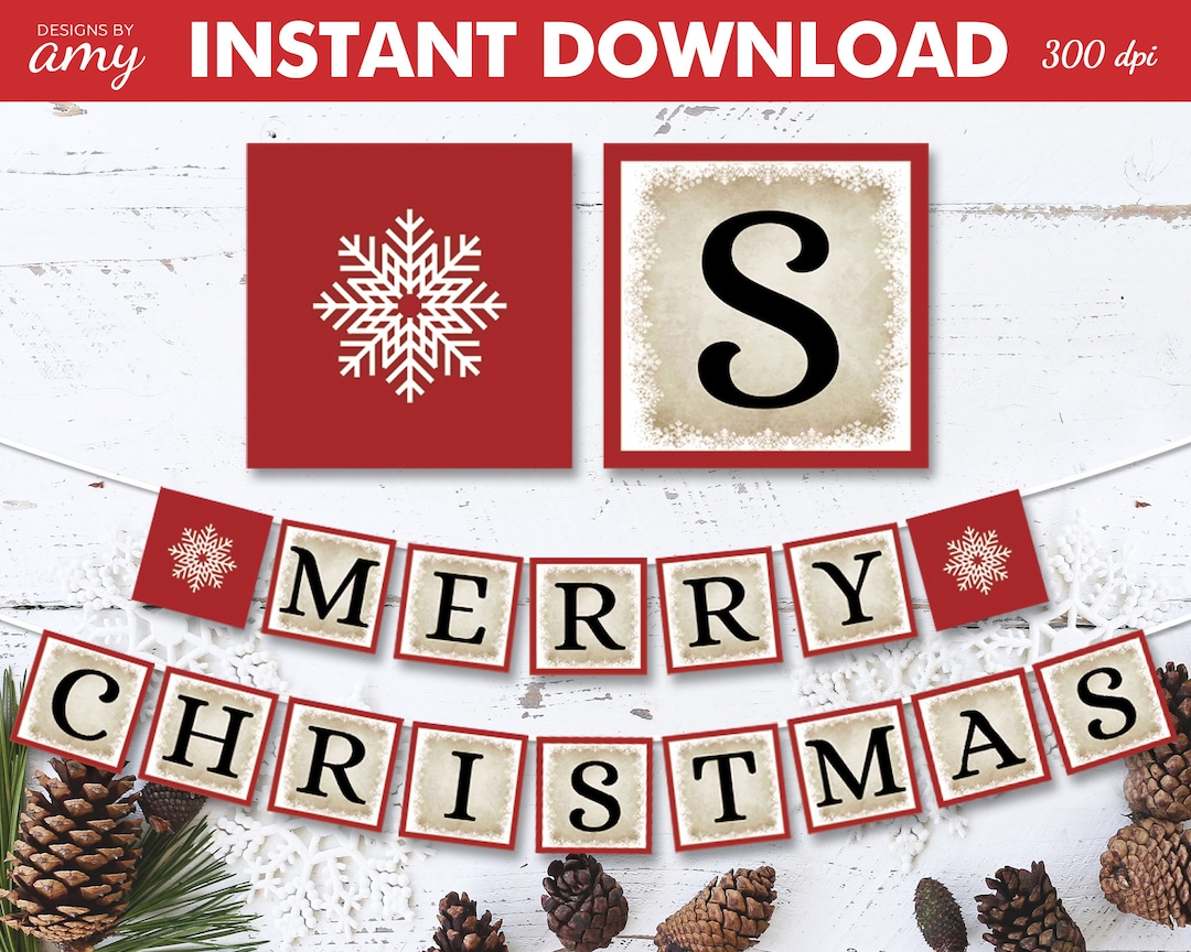 PRINTABLE Merry Christmas Banner for Home Decor or Office Party ...