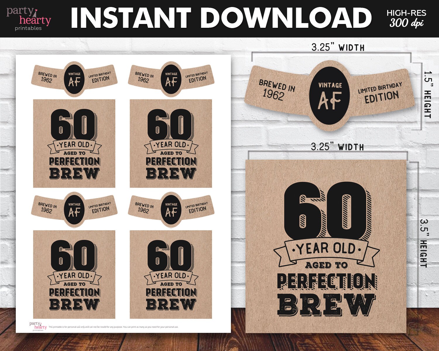 Printable 60th Birthday Beer Labels for 2022 Vintage 60th - Etsy