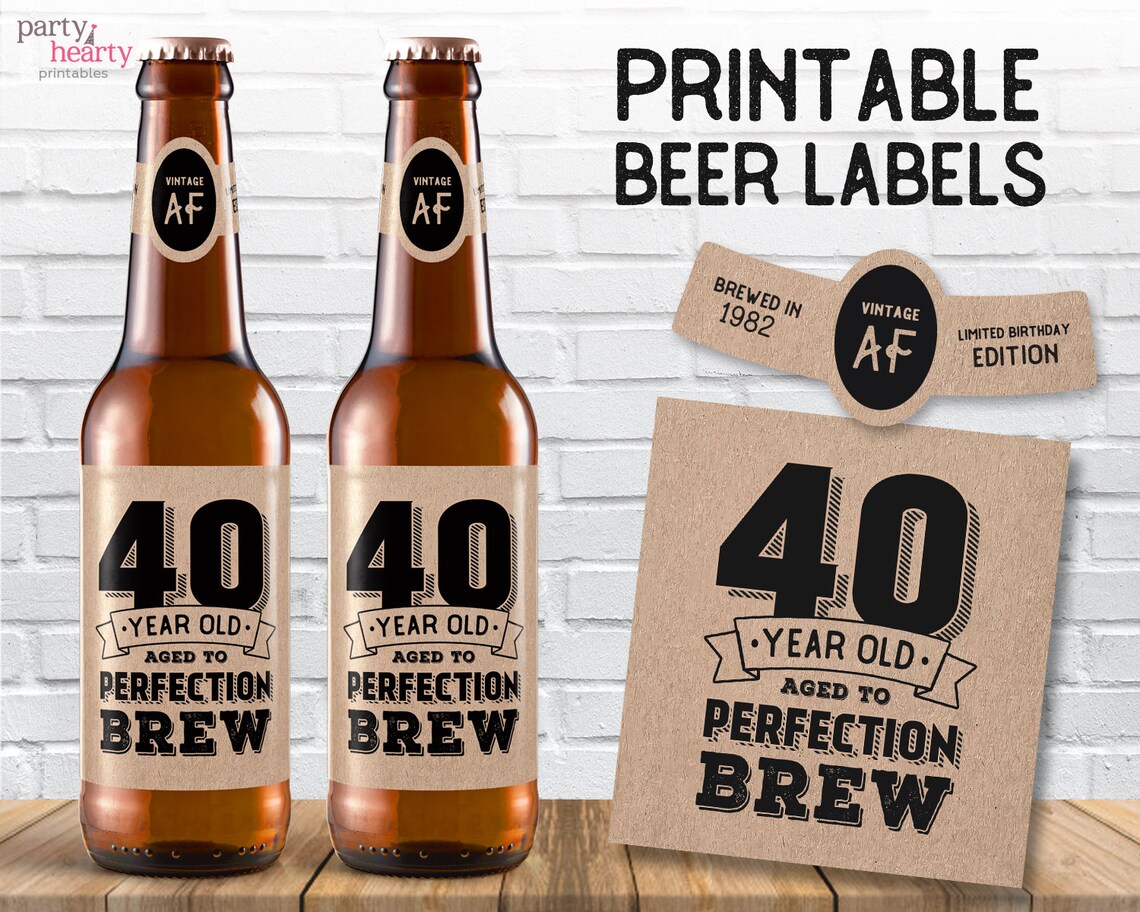 Printable 40th Birthday Beer Labels for 2022 Vintage 40th | Etsy