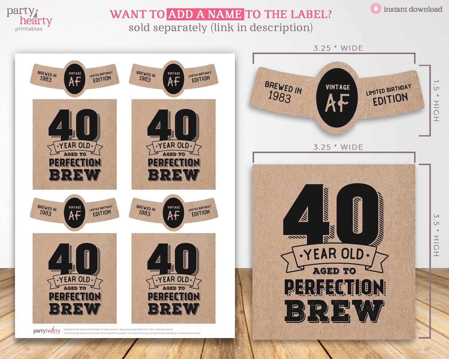 Printable 40th Birthday Beer Labels for 2023 Vintage 40th - Etsy