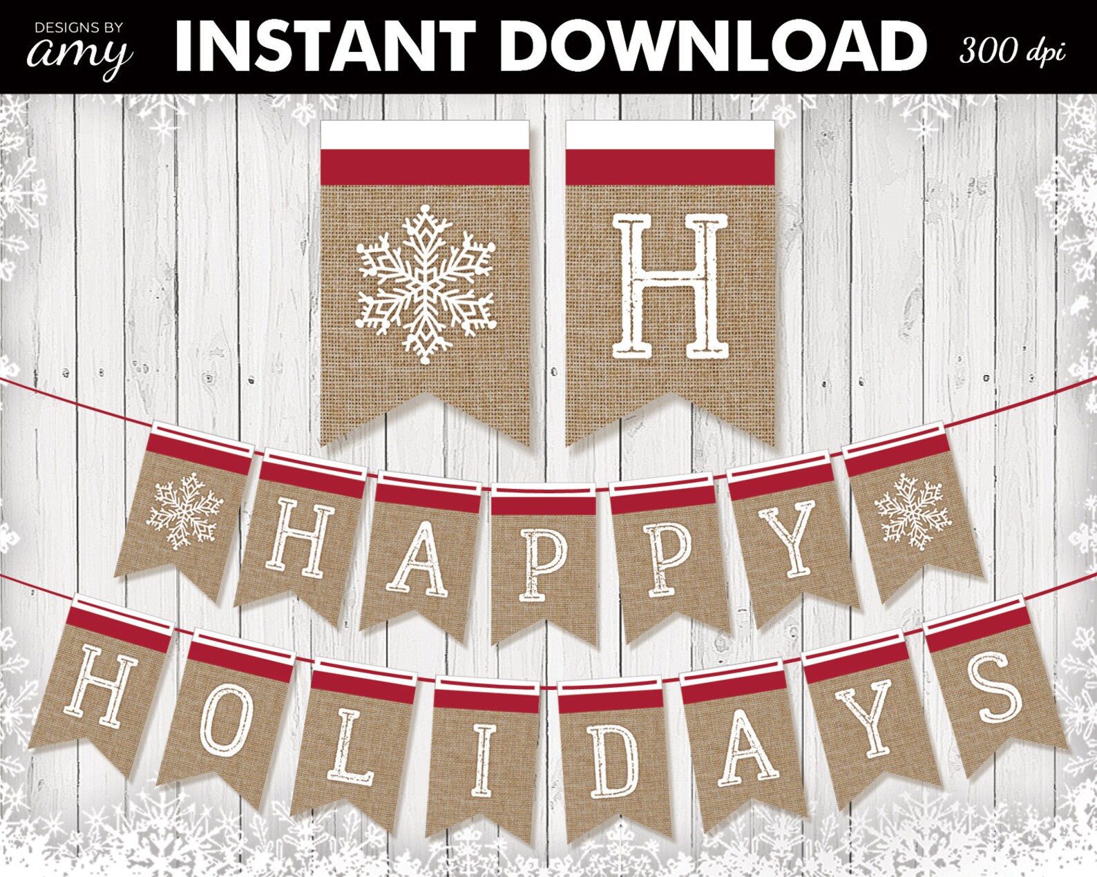 Printable Happy Holidays Banner Burlap Christmas Banner - Etsy