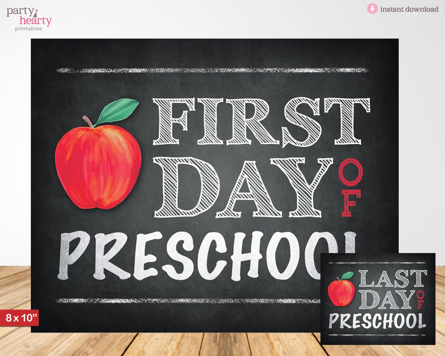 First Day of Preschool Sign Printable 8x10 JPG Photo Prop, Last Day of ...