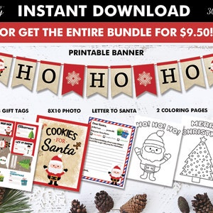 PRINTABLE Christmas Santa Banner Ho Ho Ho, Christmas Decorations ...