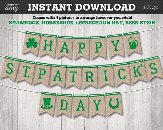 Happy St Patricks Day Banner St Pattys Day St Patricks Day | Etsy