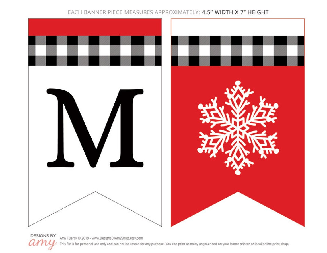 Printable Black & White Plaid Christmas Banner for Home or - Etsy