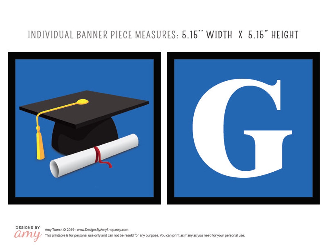 Printable Graduation Banner for Blue White Black High School - Etsy