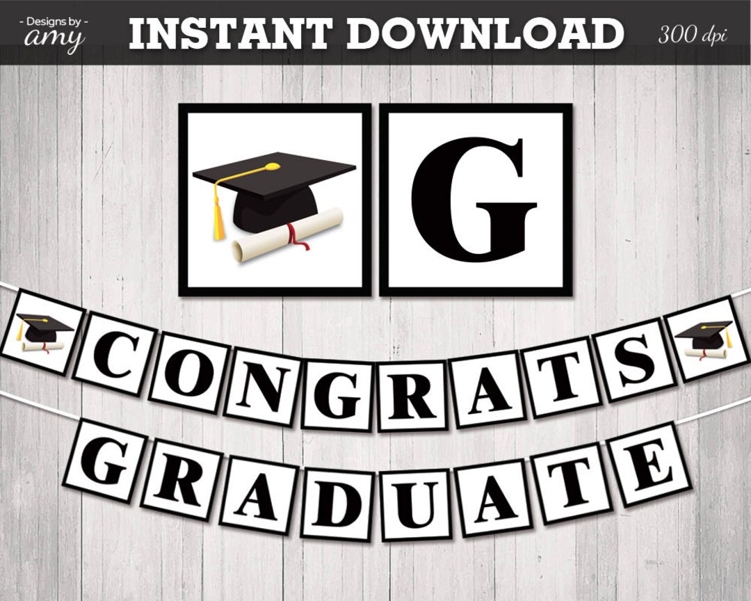 Printable Congrats Banner, Congrats Graduate Banner, High School ...