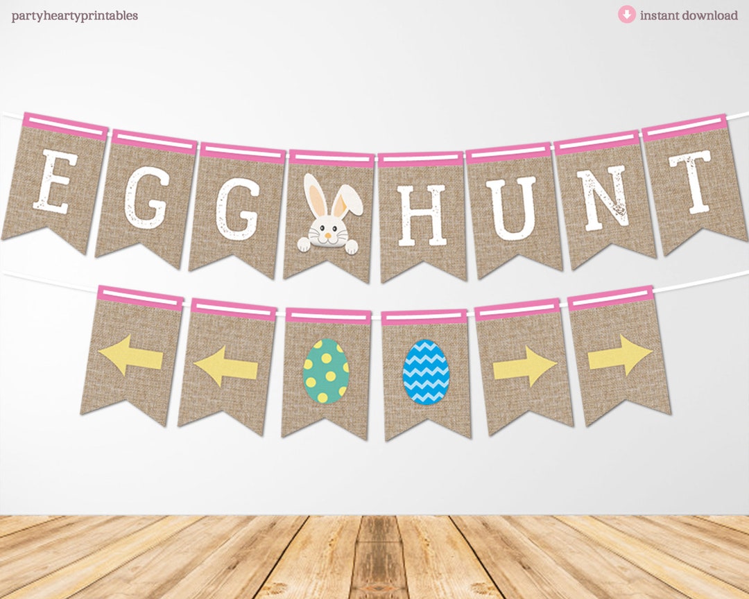 Printable Easter Banner Kit for Egg Hunt Signage With Bunny Eggs ...