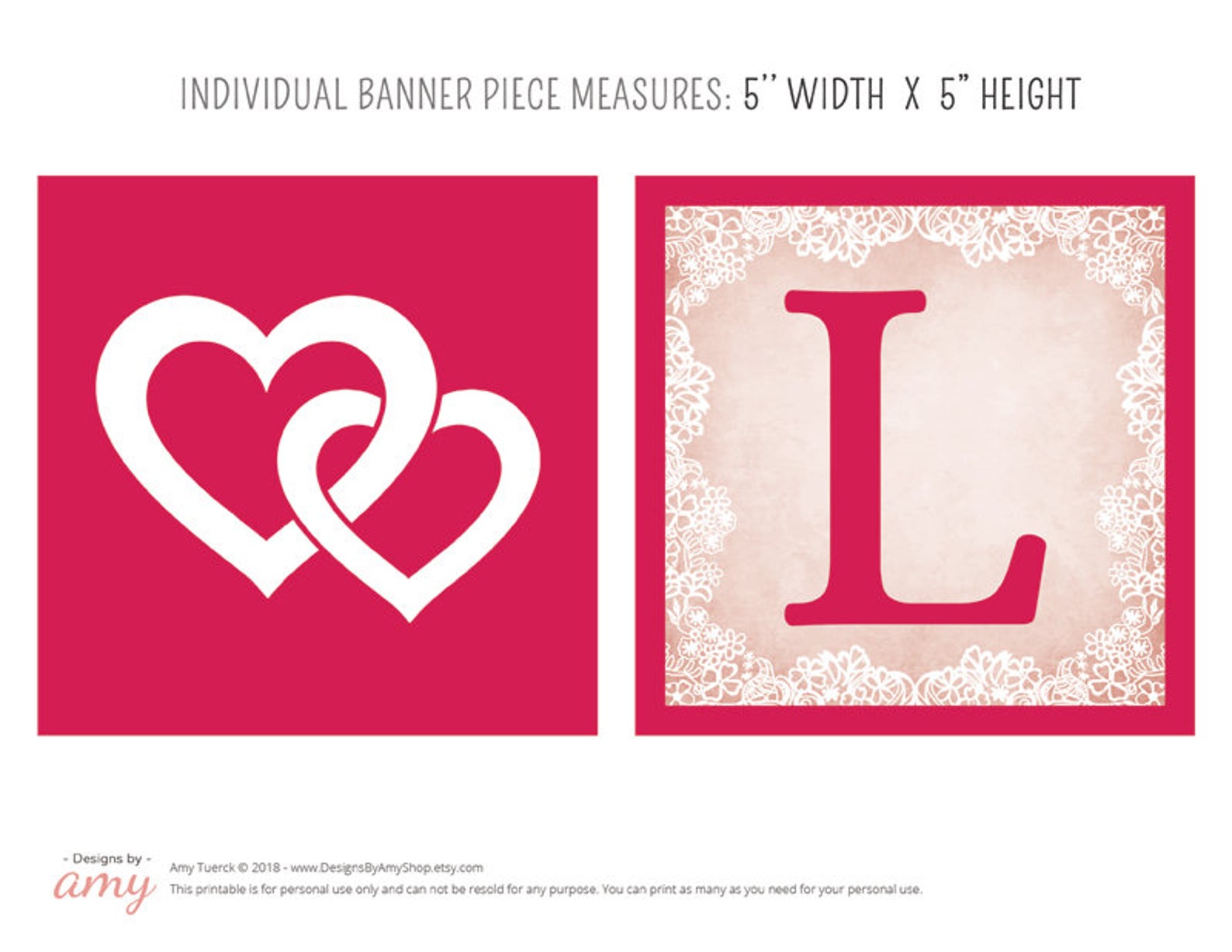 PRINTABLE Love Valentines Day Banner With Dark Hot Pink - Etsy