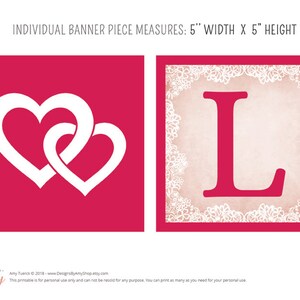 PRINTABLE Love Valentines Day Banner With Dark Hot Pink Letters and ...