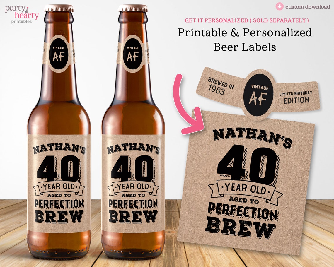 Printable 40th Birthday Beer Labels for 2023 Vintage 40th - Etsy